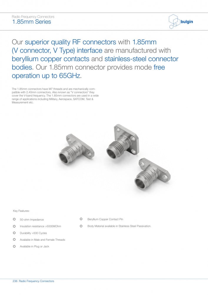 Bulgin RF185A4PCCB technical document page 1