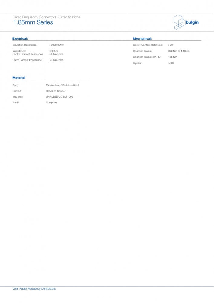Bulgin RF185A4PCCB technical document page 3