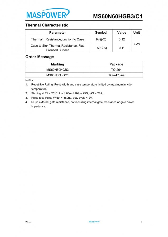 MS60N60HGC1 technical document page 3