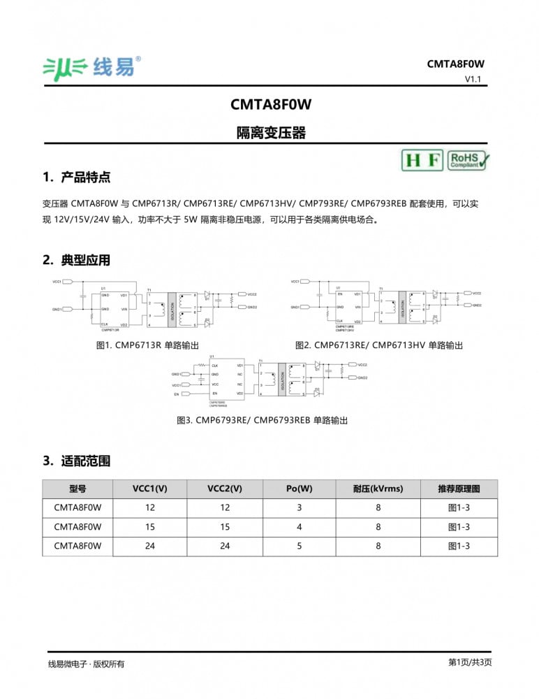 CMTA8F0W datasheet page 1