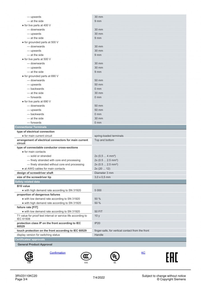3RV23110KC20 technical document page 3