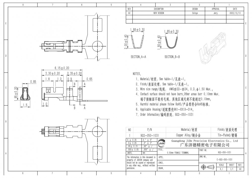 JIDC 922-050-1031 technical document preview