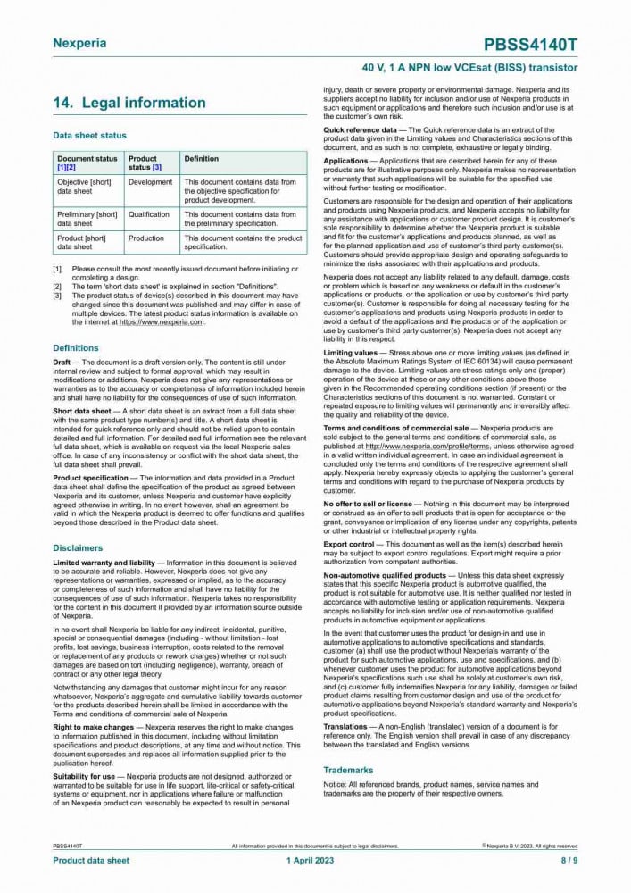 PBSS4140T datasheet page 8