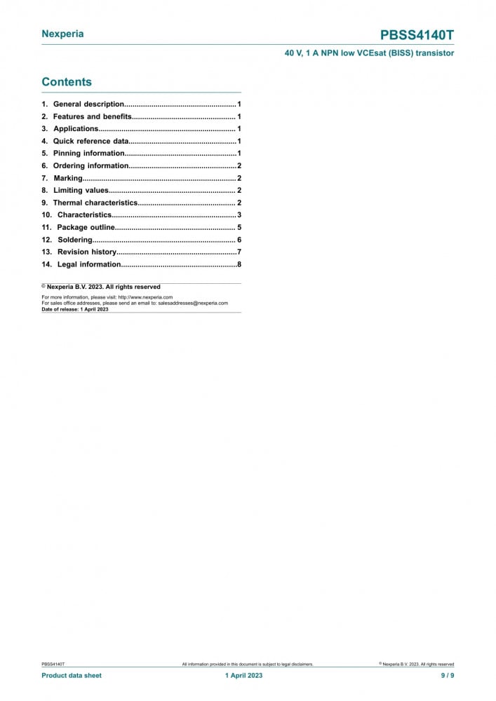 PBSS4140T datasheet page 9