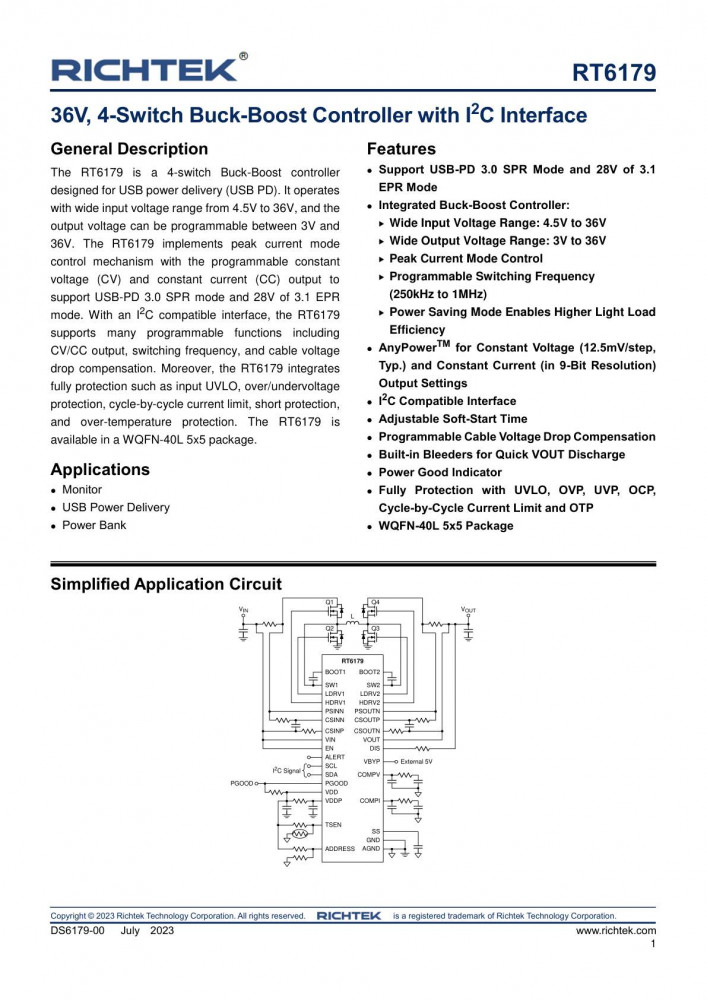 RT6179 datasheet page 1