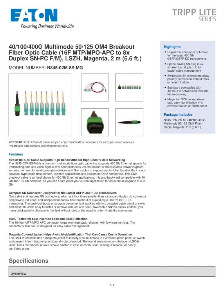 N845-02M-8S-MG technical document page 1