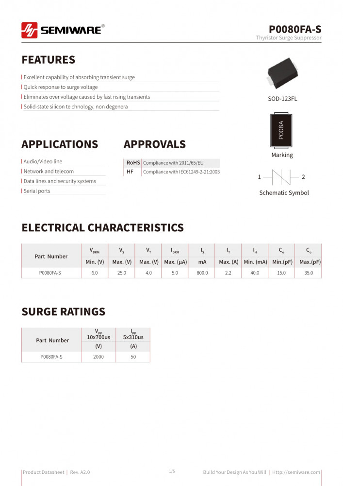 P0080FA-S technical document page 1