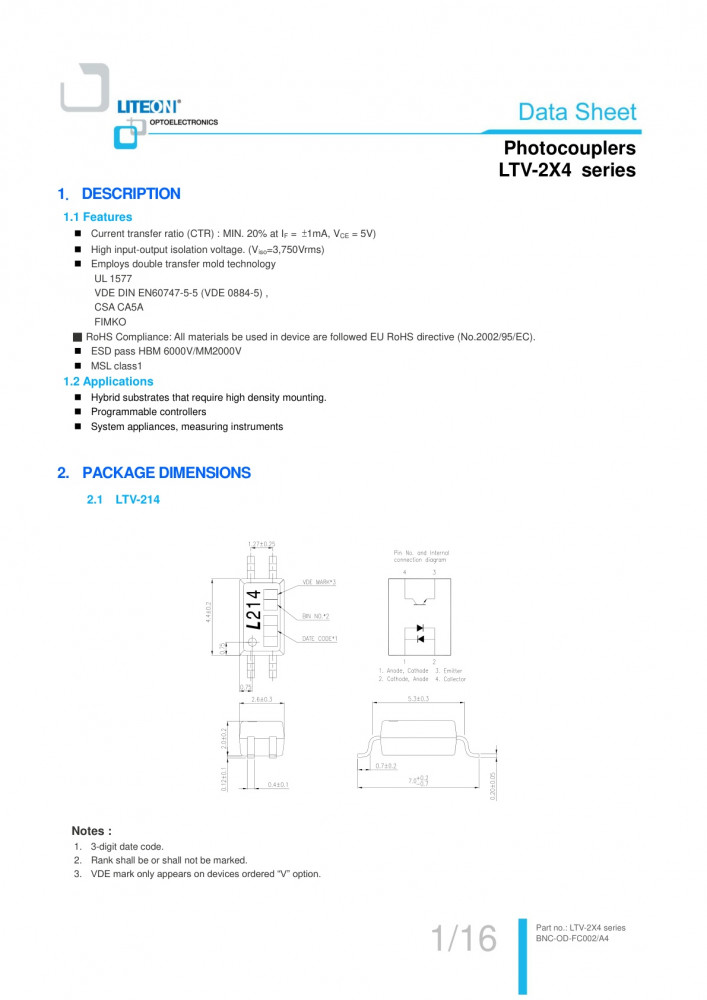 LTV-244 datasheet page 2