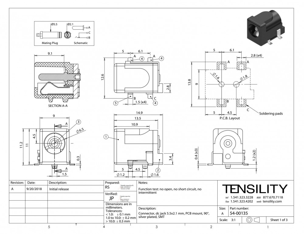 54-00135 product document, page 1