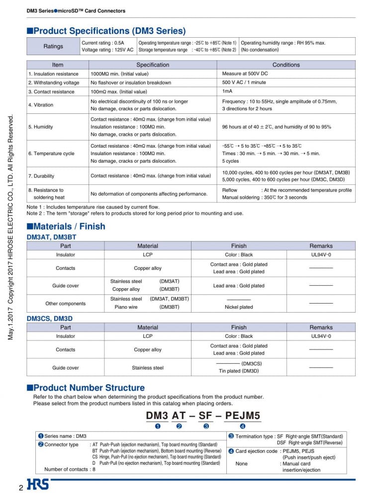 HRS DM3 Series datasheet page 2