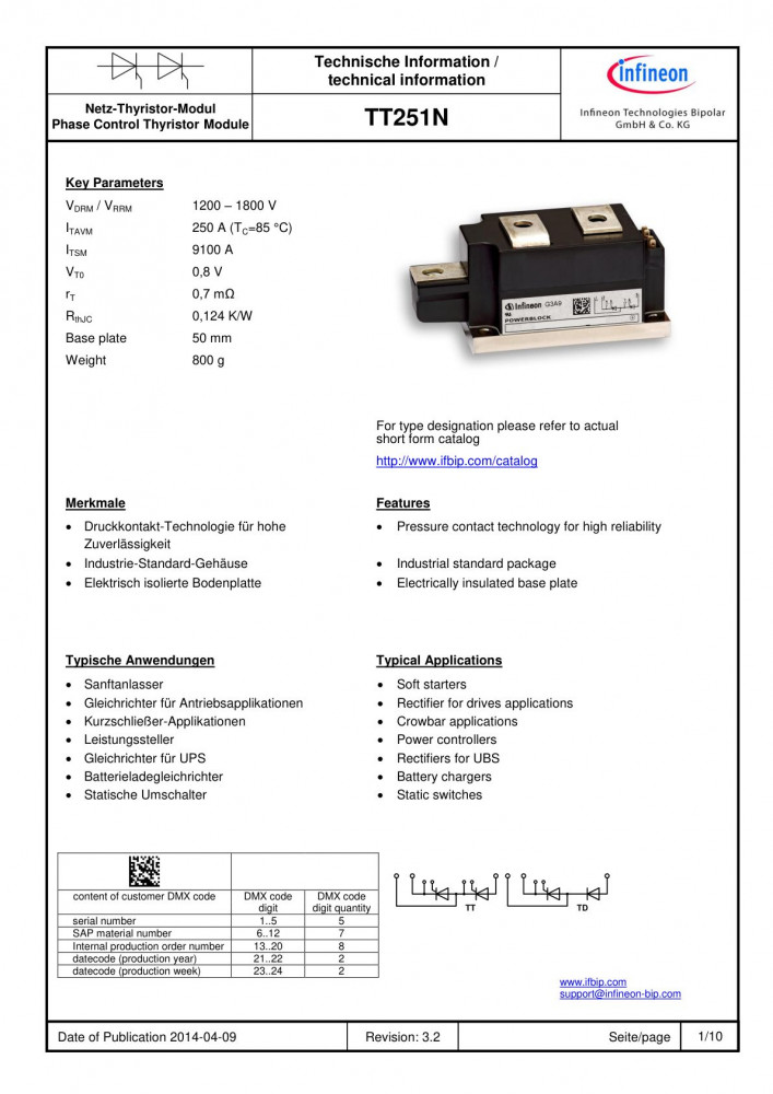TD251N16KOF technical document page 1
