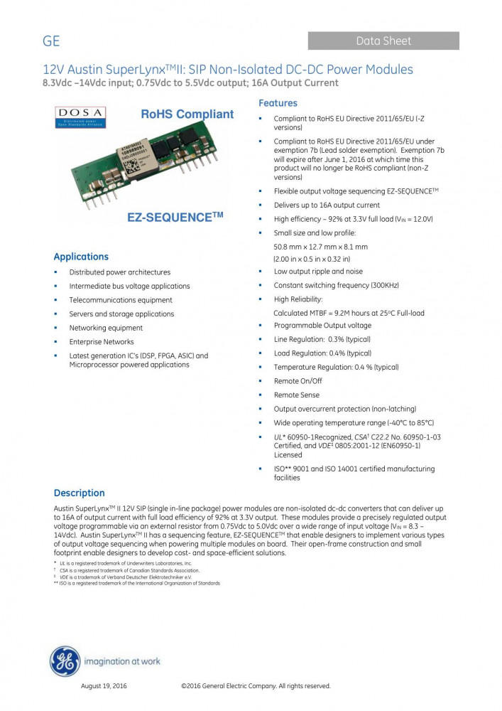 ATA016A0X3 datasheet page 1