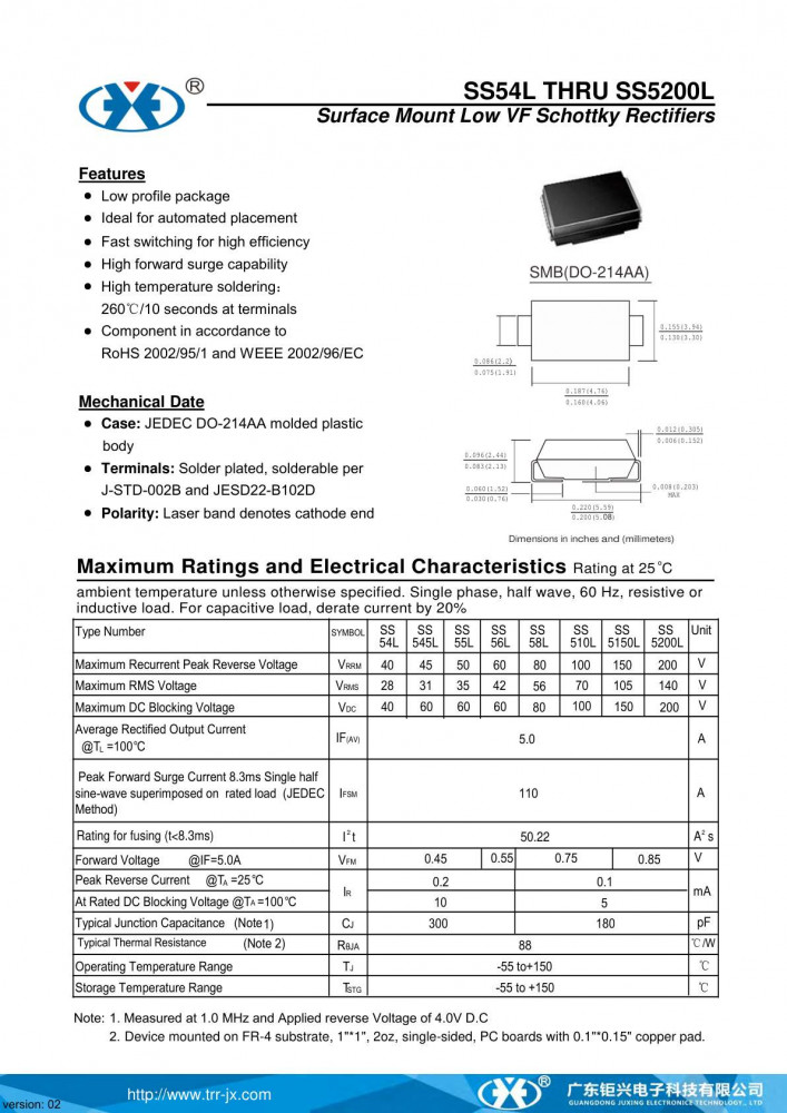 JUXING SS5200L datasheet page 1