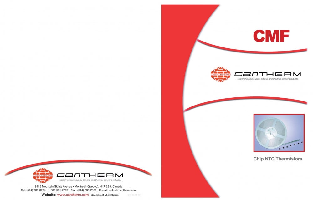 Cantherm CMF chip NTC thermistor document page 1