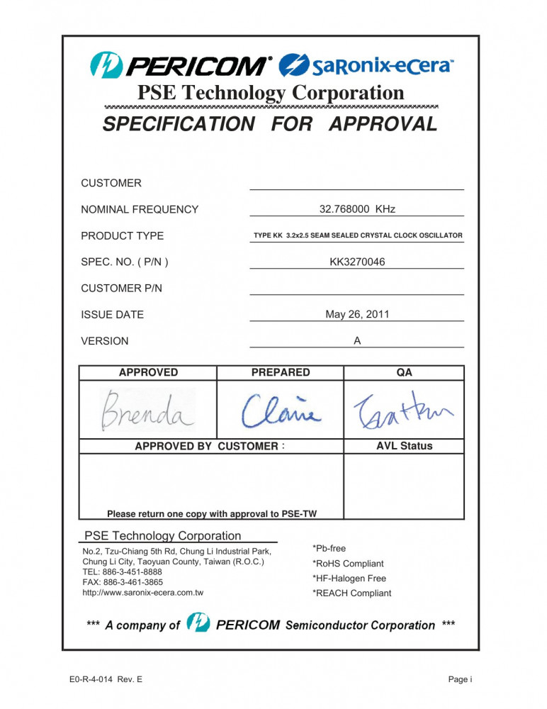 KK3270046 specification page 1