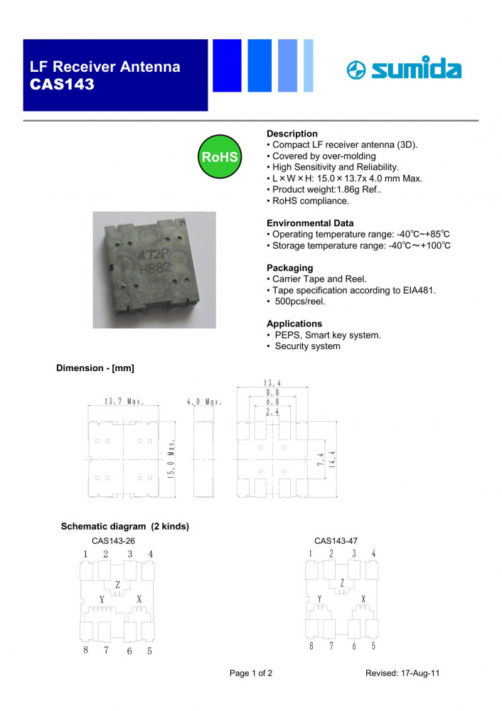 CAS143-47 product document, page 1