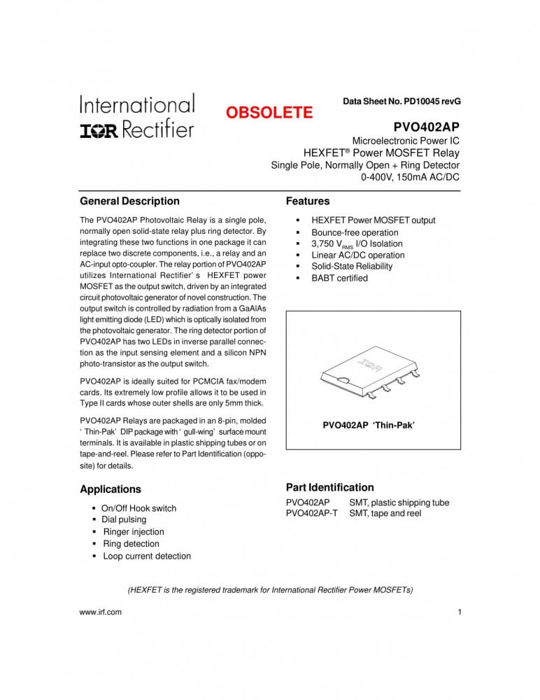 PVO402AP datasheet page 1