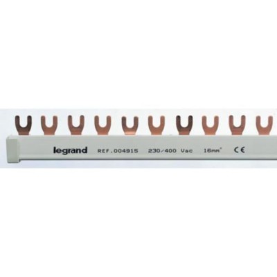 Supply busbar - Supply busbar fork-type 2P balanced on 3 phases 1 row - Max 6 devices - 63A 400V - 10mm² cross section 214mm length for sale
