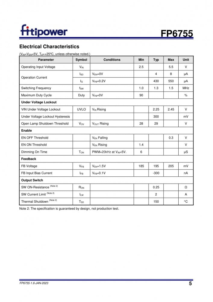 FP6755 datasheet page 5