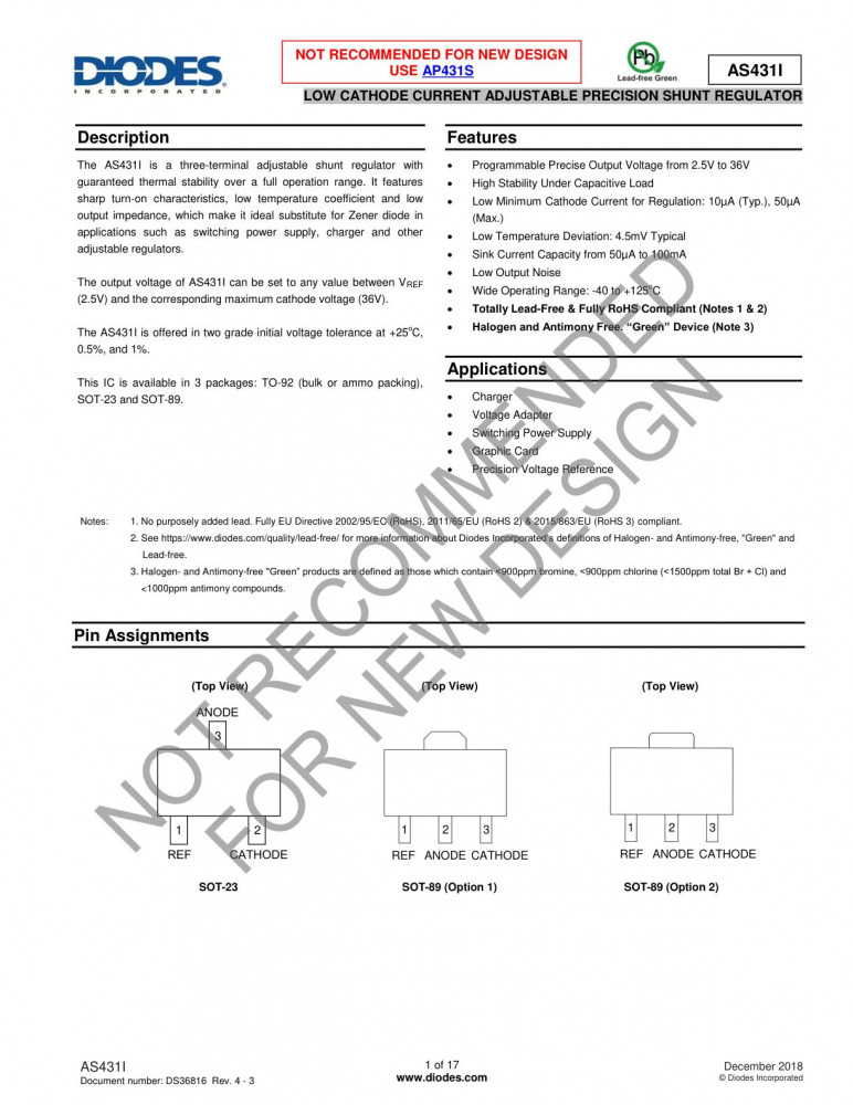 AS431I datasheet page 1