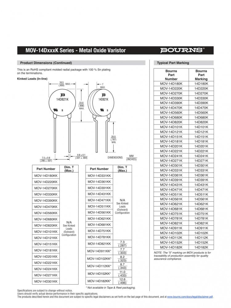 BOURNS MOV-14DxxxK datasheet page 4