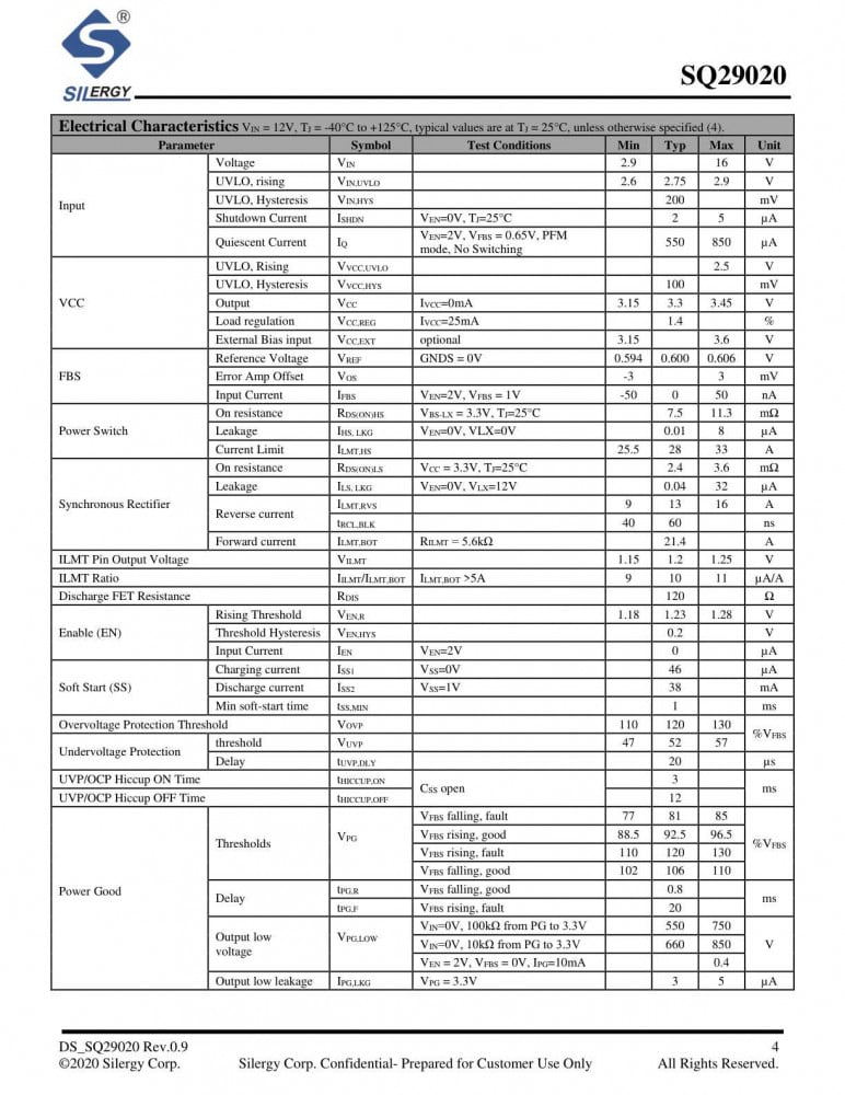 SQ29020VDC datasheet page 4