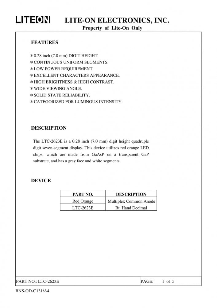 LTC-2623E datasheet page 2