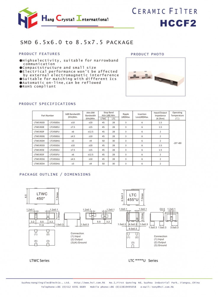 HCI HCCF2-450.000-LTWCEL technical datasheet image