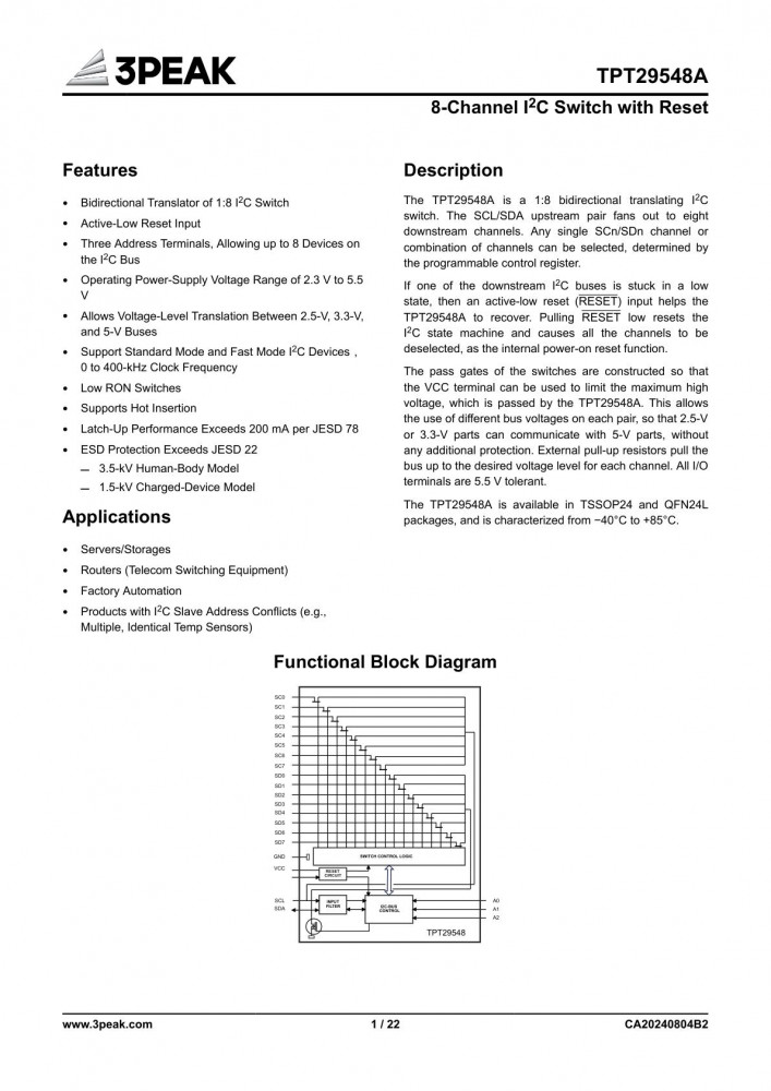 TPT29548A-QF8R datasheet page 1