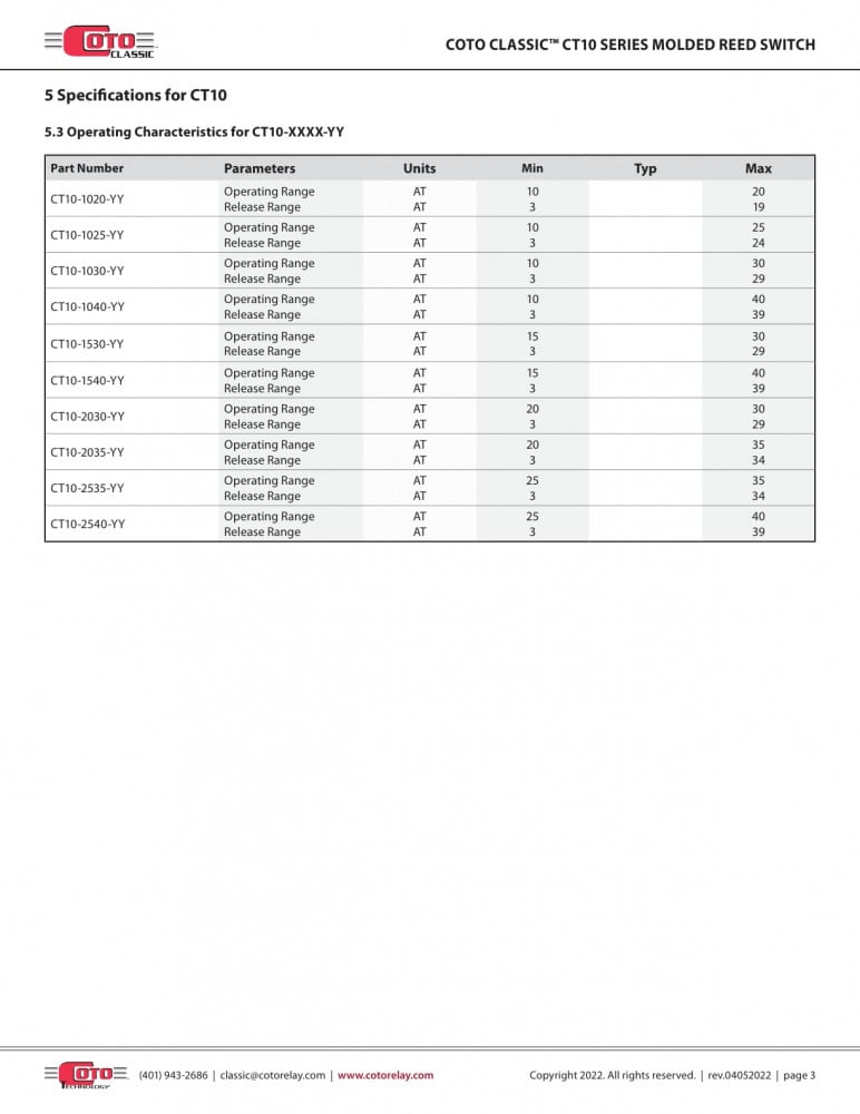COTO CT10 datasheet page 3