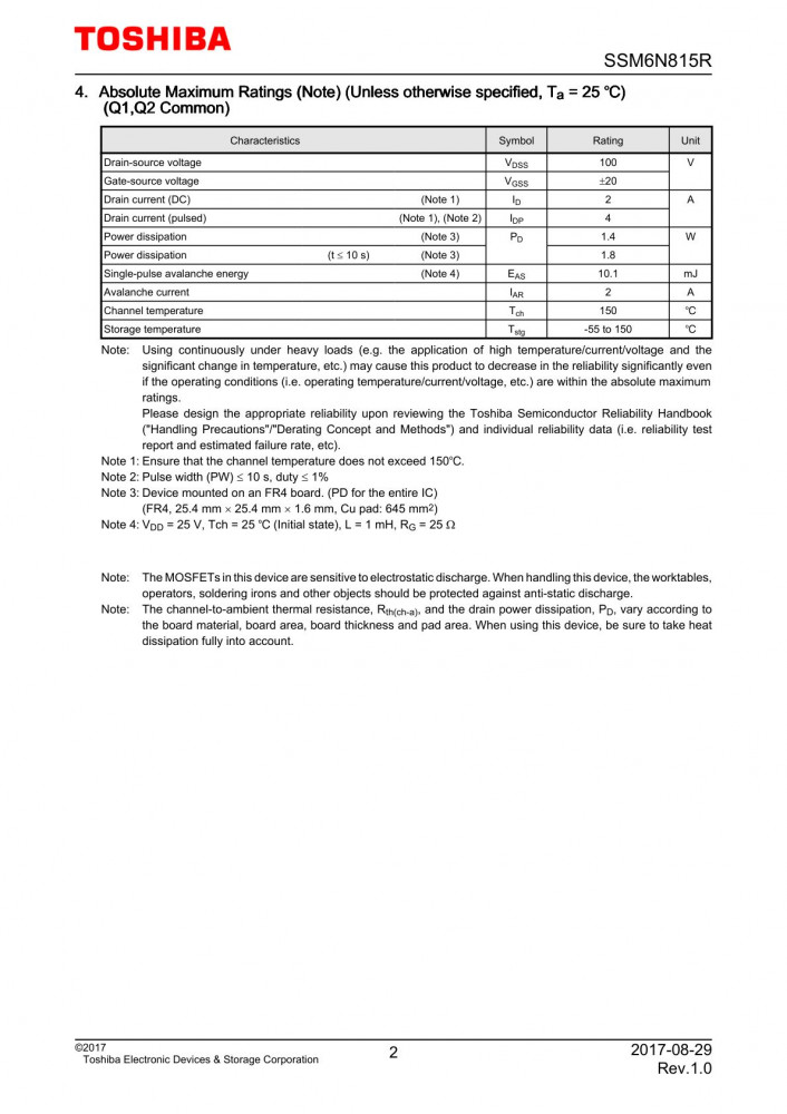 SSM6N815R LF datasheet page 2
