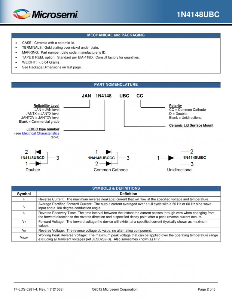 JANTX1N4148UBCD/TR datasheet page 2