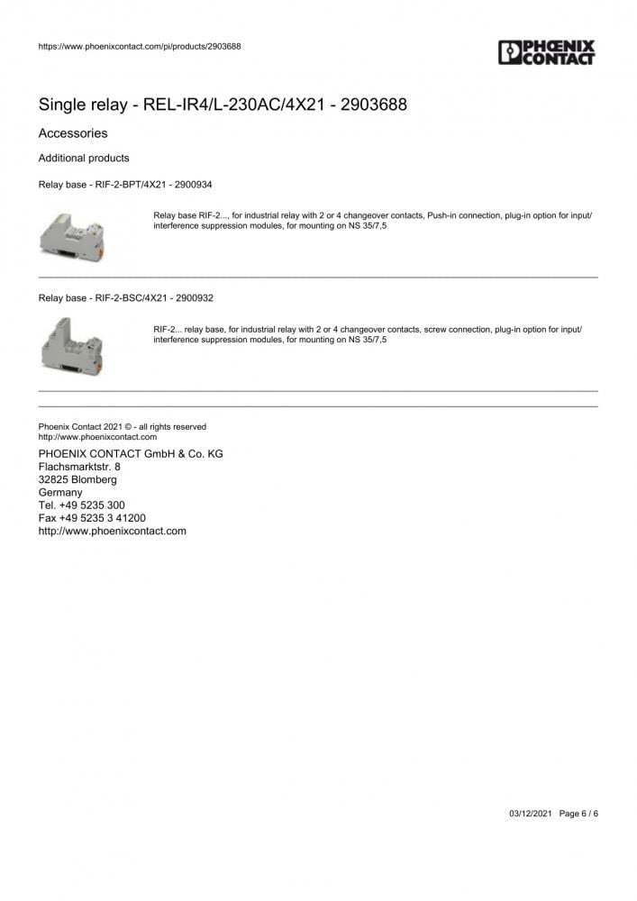 Phoenix Contact 2903688 technical document page 6