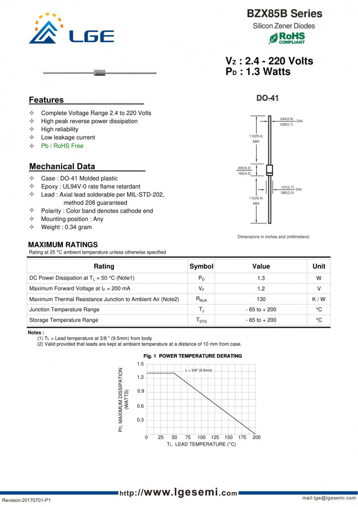 LGE BZX85B56 datasheet page 1