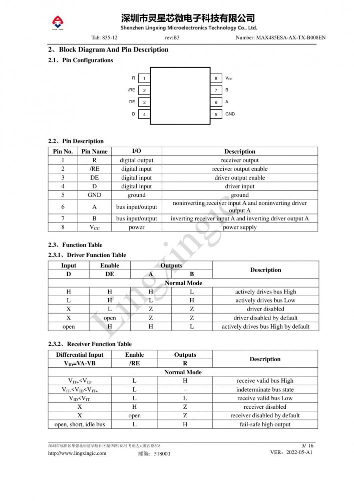 MAX485ESA(LX) datasheet page 3