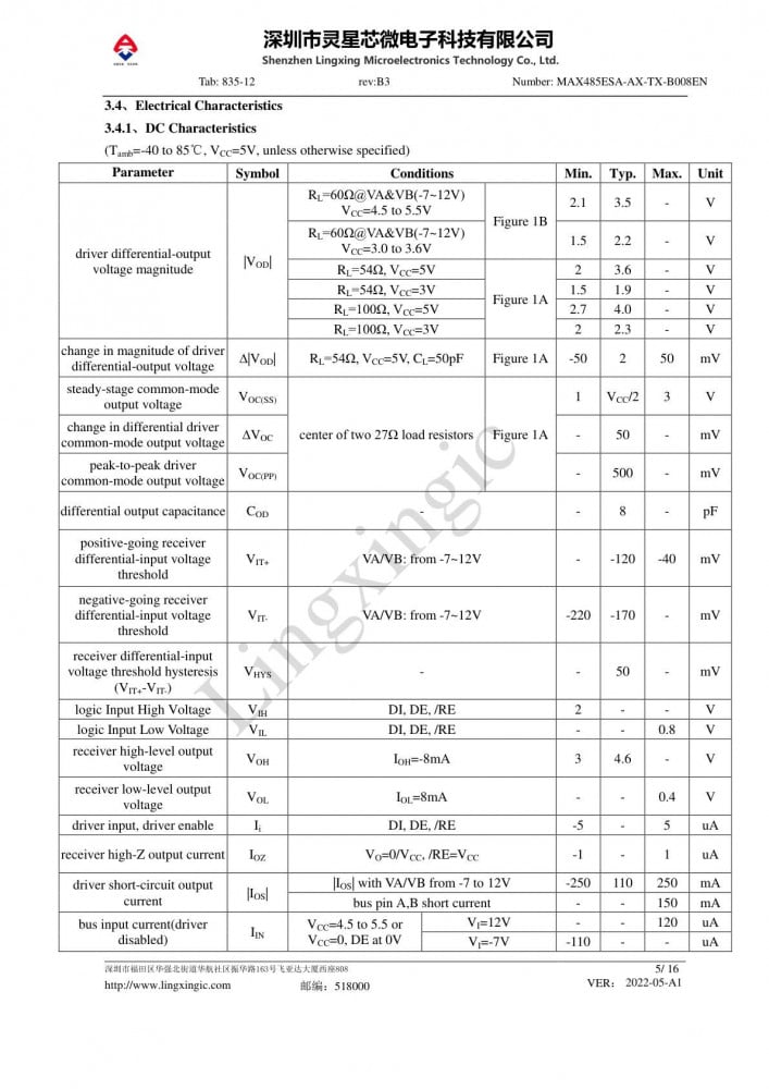 MAX485ESA(LX) datasheet page 5