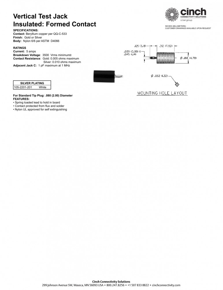 Bel Fuse 105-2210-201 technical drawing page