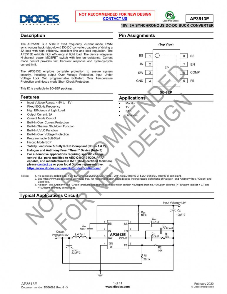 AP3513E datasheet page 1
