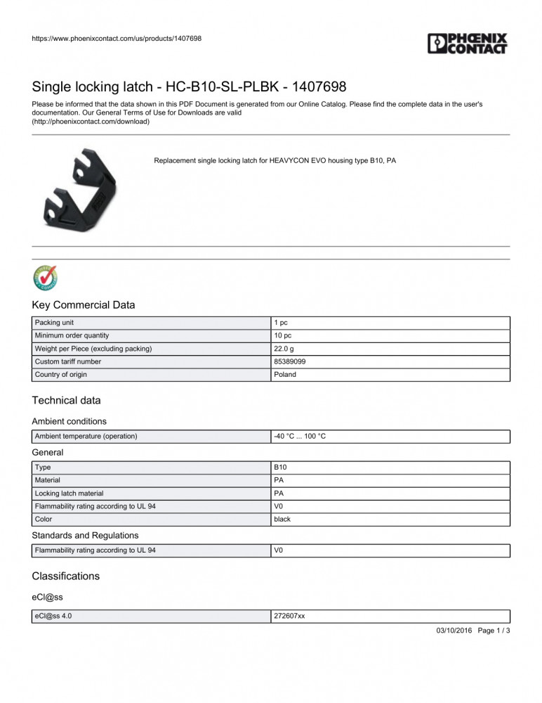 Phoenix Contact 1407698 product document image 1