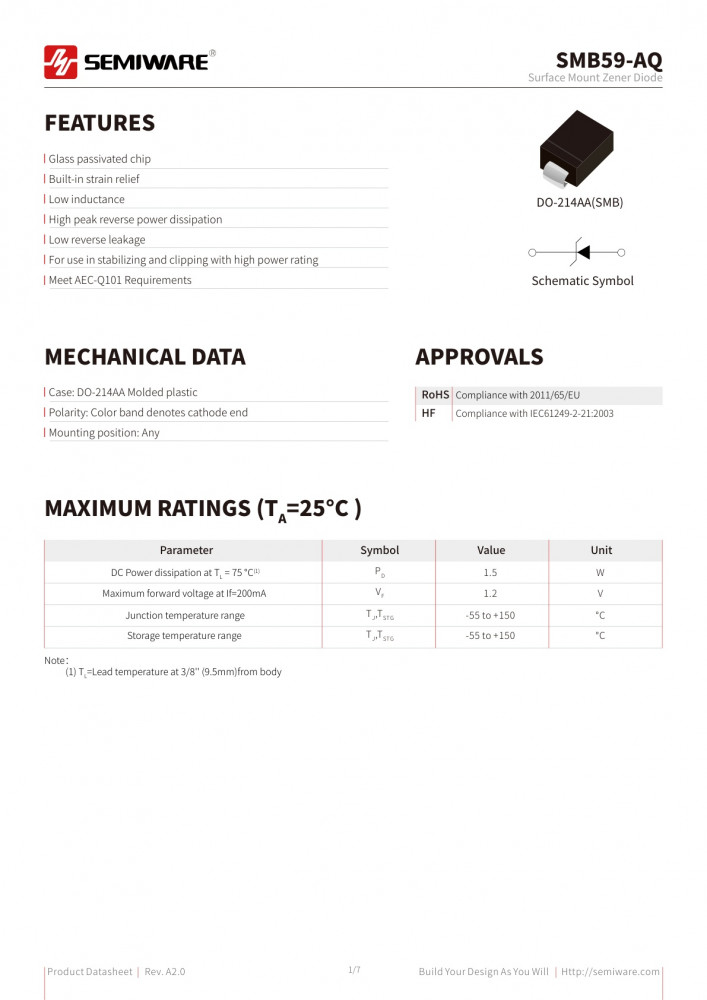 SMB5954AQ datasheet page 1
