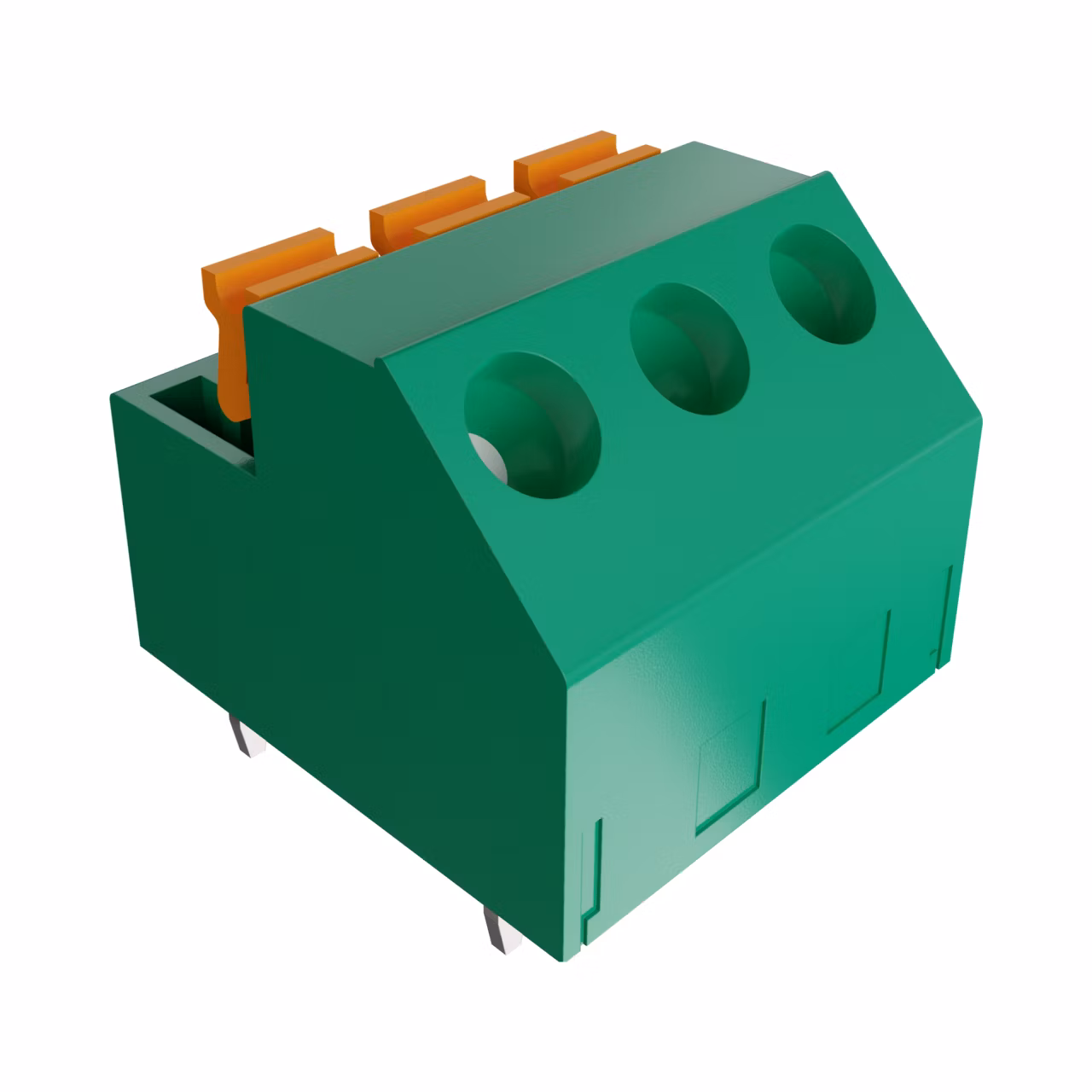 5.08mm Pitch, Eurostyle Fixed-Mount Push-Button Terminal Block, 45° Standard, 8A, 22-16 AWG, Green, 3 Circuits for sale