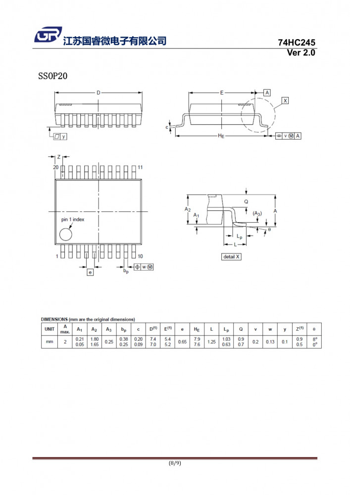 74HC245TS technical document page 8