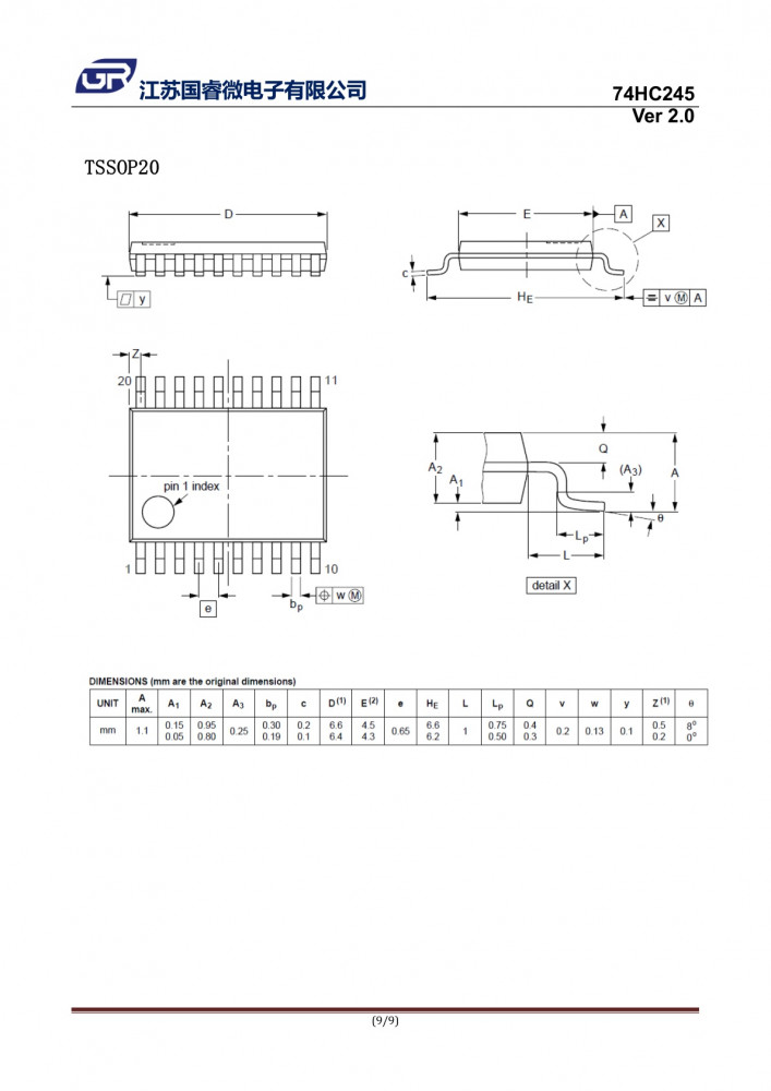 74HC245TS technical document page 9