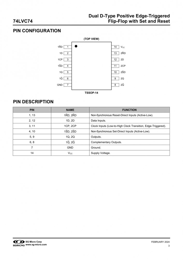 74LVC74 datasheet page 3