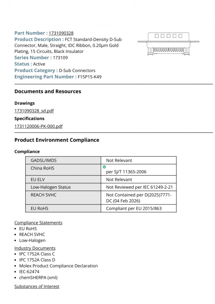 MOLEX 1731090328 drawing preview, page 1