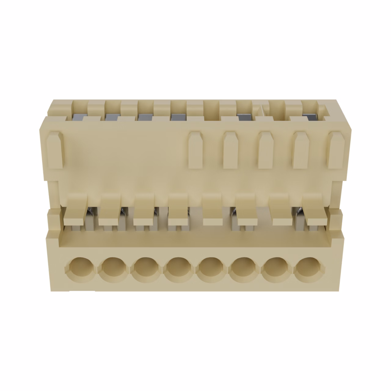 Appli-Mate RAST 2.5 Connector, 2.50mm Pitch, Female, 8 Circuits, Circuits 5 and 7 Voided, Position Keys B, C and D Removed, 1 Closed and 1 Open Endwall, Polarizing Rib Between 6/7 for sale