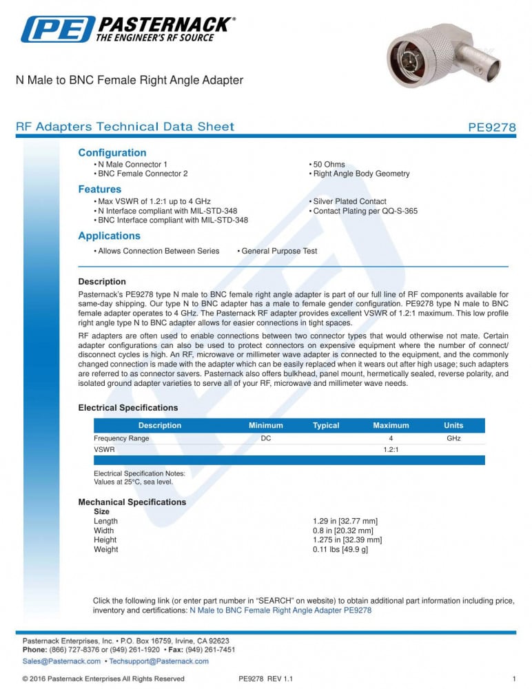 PE9278 technical document page 1