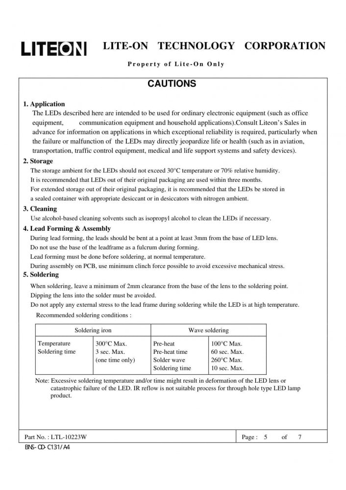 LTL-10223W datasheet page 5
