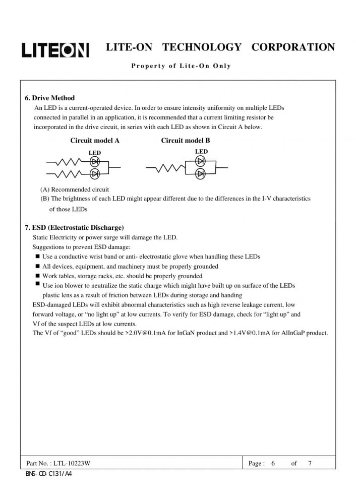 LTL-10223W datasheet page 6