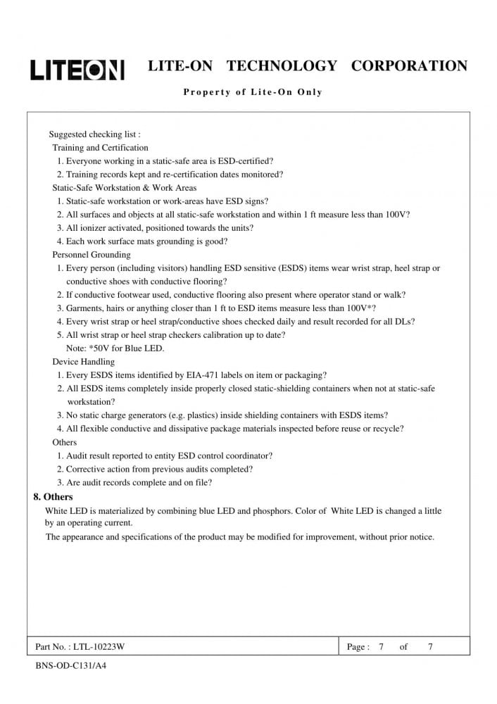 LTL-10223W datasheet page 7